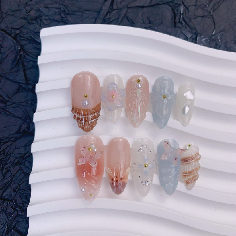 Almond French tip Beach resort style – Fullovenail